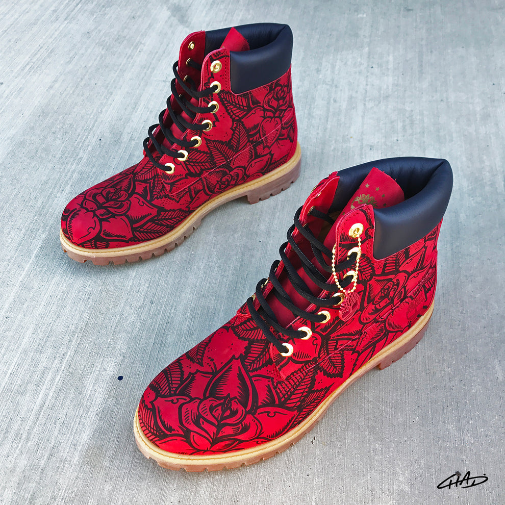 Rose Timbs | Custom Hand Painted Timberland Boots – chadcantcolor